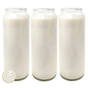 Hyoola 9 Day White Prayer Candle in Glass Jar- 3 Pack - Memory Candle for Religious, Memorial, Vigil and Emergency - 100% Vegetable Oil Wax