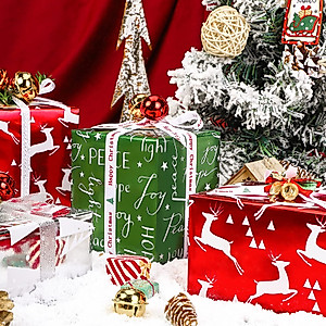 WRAPAHOLIC Christmas Wrapping Paper Roll - Red Green Gold and Silver Snowflakes Trees Holiday Collection with Metallic Foil Shine - 4 Rolls - 30 Inch x 120 Inch Per Roll