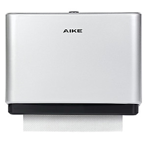 AIKE Multifold Paper Towel Dispenser, Wall Mount Tissue Dispenser with Smart Lock, 200 Sheets Silver, Folded Size 10" x 3.1" Or Smaller