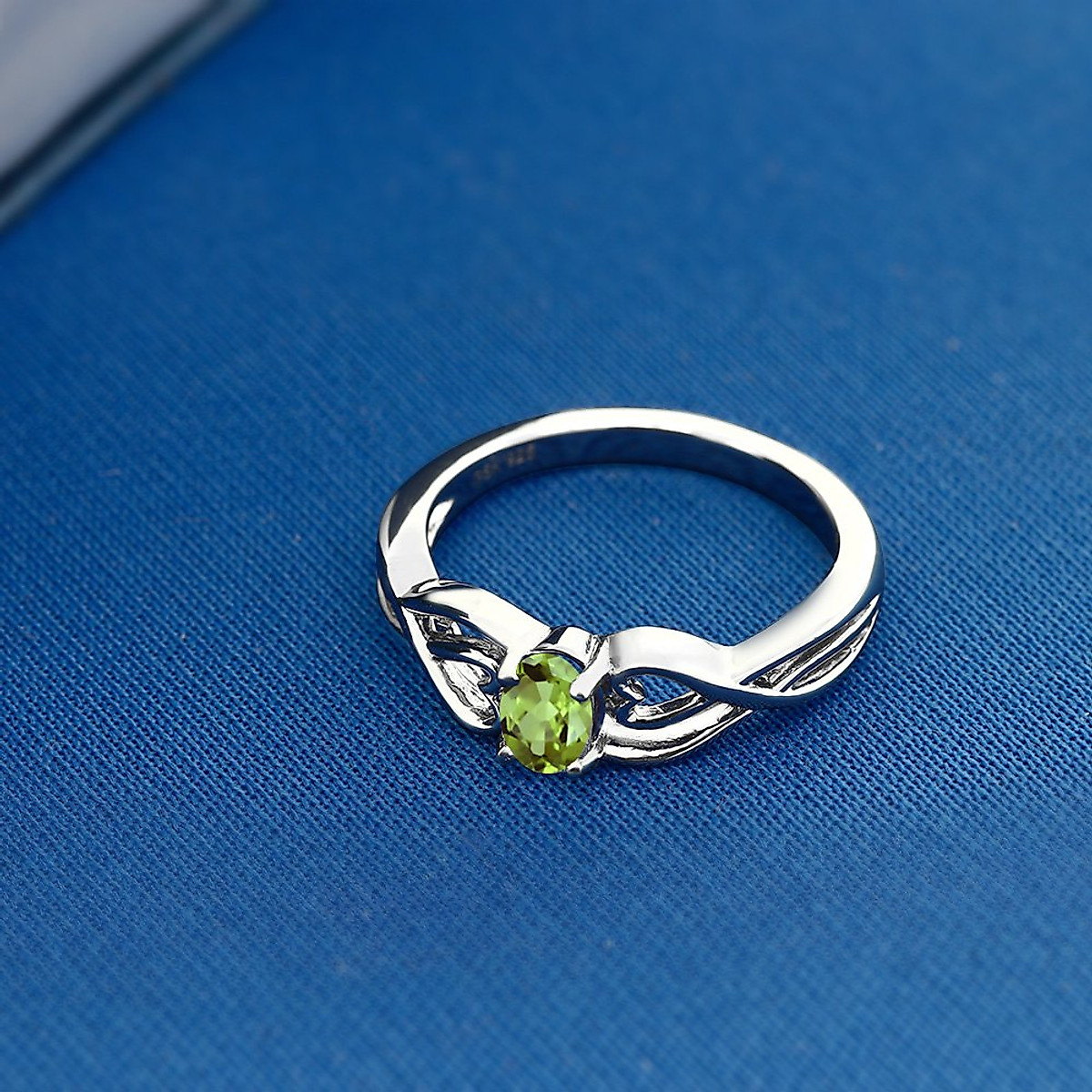 Gem Stone King 925 Sterling Silver 6X4MM Oval Gemstone Birthstone Heart infinity Ring | Wedding Anniversary Promise Ring For Women | Available In Size 5, 6, 7, 8, 9