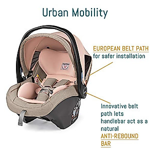 Peg Perego Booklet 50 Travel System - Includes Booklet 50 Baby Stroller and The Primo Viaggio 4-35 Infant Car Seat - Made in Italy - Mon Amour (Beige & Pink)