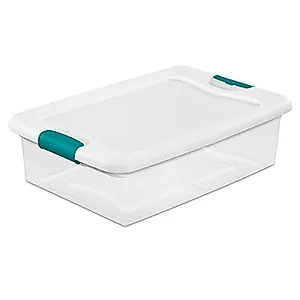 Sterilite Storage System Solution with 32 Quart Clear Stackable Storage Box Organization Containers with White Latching Lid, 30 Pack
