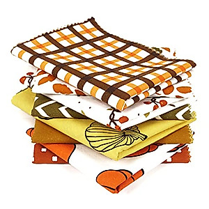 Soimoi 8 Pc Fat Quarter Bundle, Autumn Fall Theme Print 18"x 22" DIY Patchwork- 100% Cotton Pre-Cut Quilting Fabric Orange, Brown, Yellow