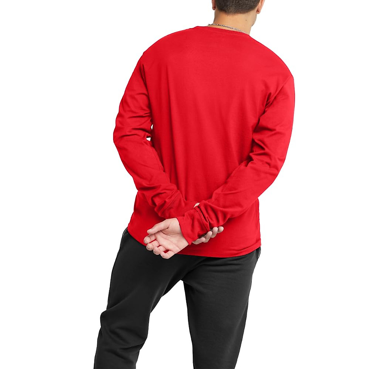 Champion, Classic Long Sleeve, Comfortable, Soft T-Shirt for Men (Reg. or Big & Tall), Scarlet, Large
