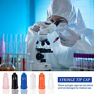 FINGERINSPIRE 480Pcs Plastic Lock Syringe Tip Caps 6 Color 4mm in Inner Diameter Syringe Barrel Tip Caps Dispensing Needle Tip Cap Compatible with Lock Syringes for Slip Lock Tip Leak-Free Dispensing