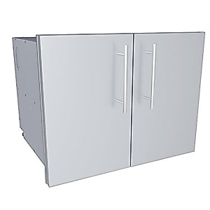SUNSTONE DE-DDP30 Designer Series Raised Style Double Door Dry Storage Pantry, 30", Stainless Steel