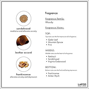 LAFCO NEW YORK – Travel Sized Scented Candle in Ski House Feu de Bois with Hints of Sandalwood, Leather Accord and Frankincense (4 oz.)