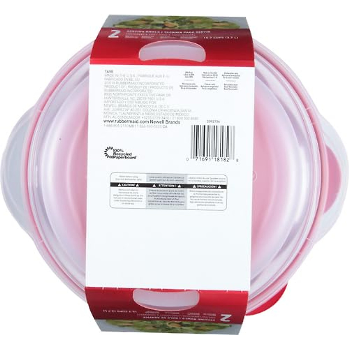 Rubbermaid TakeAlongs Serving Bowl Food Storage Containers, 15.7 Cup, Tint Chili, 2 Count