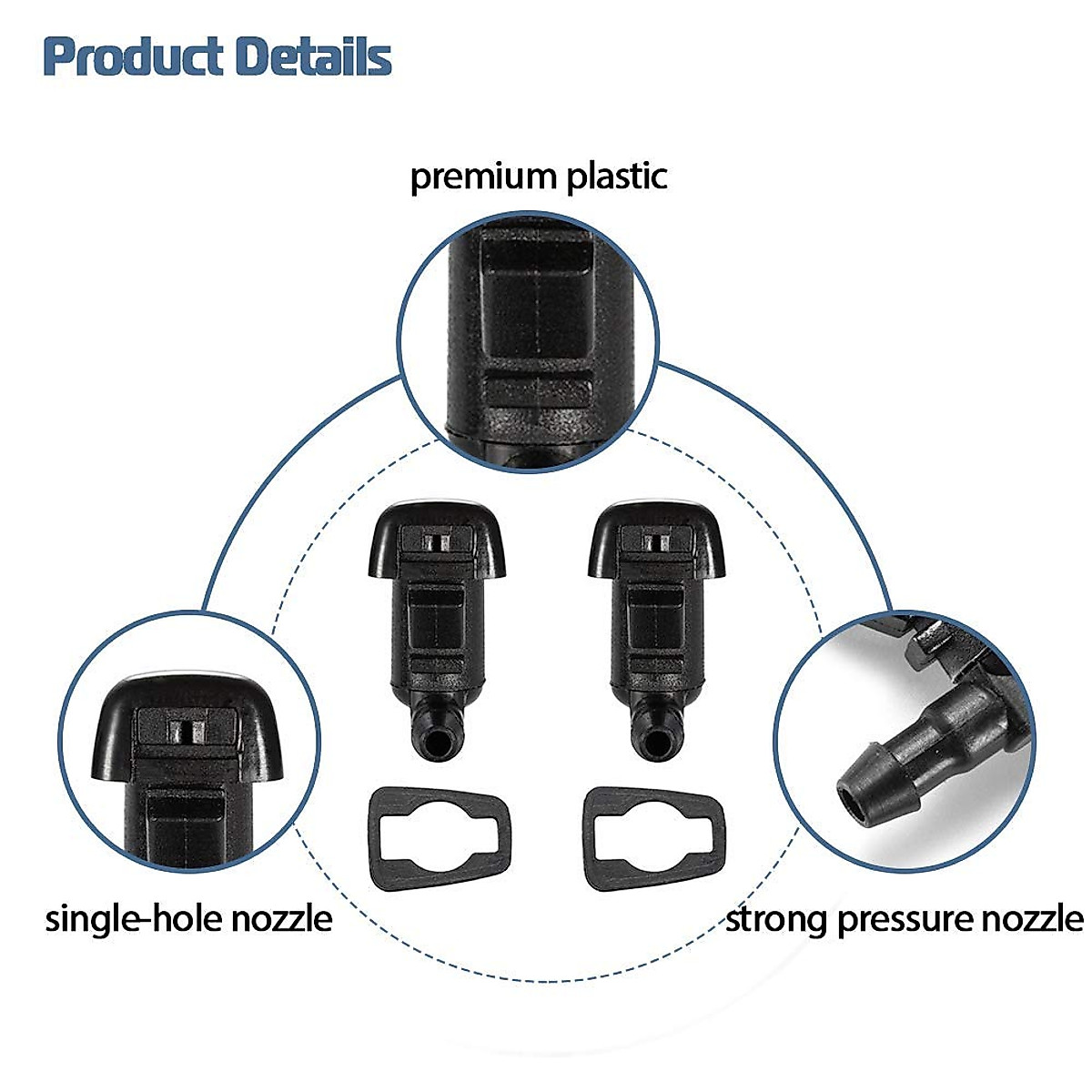 Front Windshield Washer Nozzle Wiper Spray Kit Compatible with 2008-2011 Ford Focus 2007-2011 Edge 2007-2010 Lincoln MKX Base Premium Sport OEM 8S4Z17603AA 7T4Z-17603-A (pack of 2)