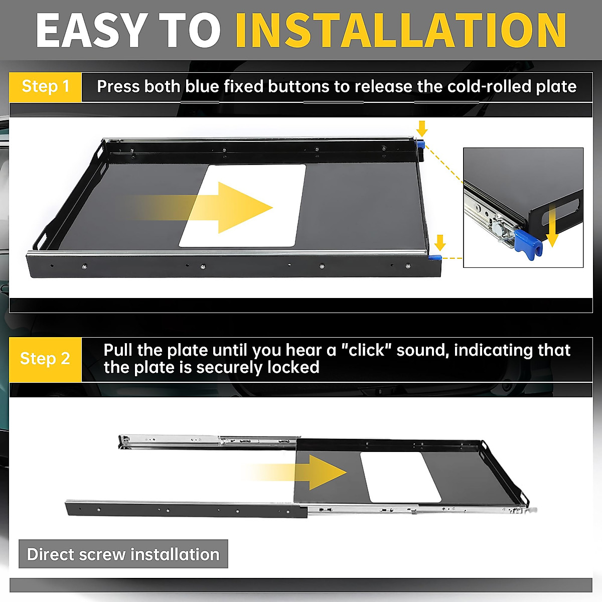 KUAFU Fridge Slide Compatible with 28 to 65L Fridges/Coolers, Universal Portable Vehicle Refrigerator Freezer Slide Mount, W/4 Buckle Straps, 280 LBS