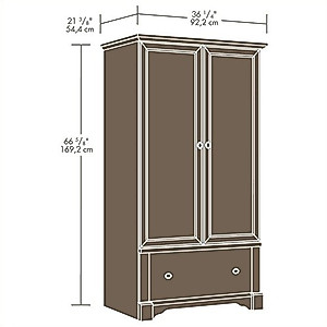 Pemberly Row Contemporary Design Wardrobe Armoire with Storage Drawer in Cherry