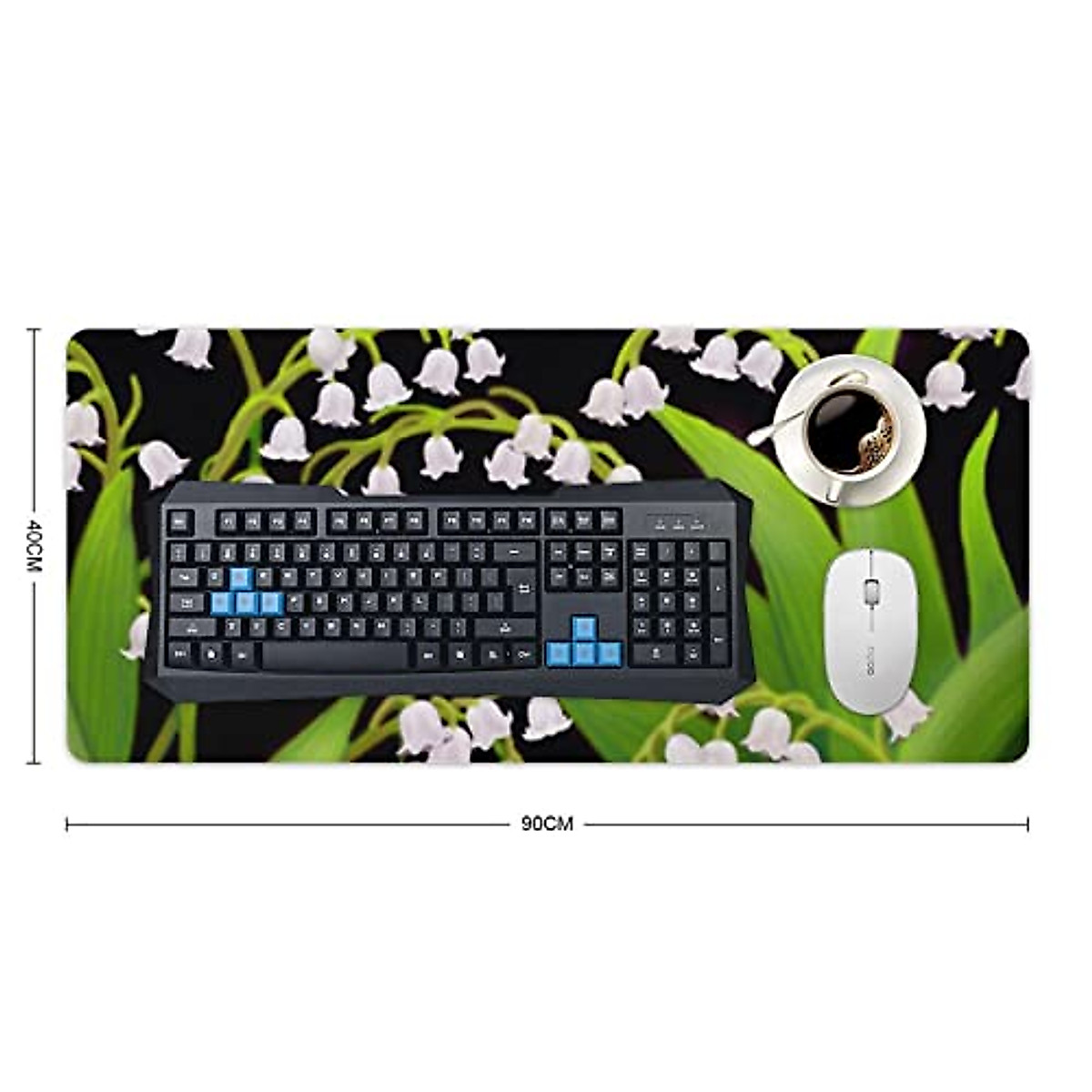Desk Mat Large Mouse Pads, Lily of The Flowers Desk Pad with Stitched Edges Writing Mat for Computer Laptop, Office Desktop & Gamer Keyboard 16 x 36inch