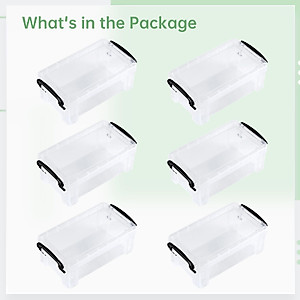 6 Pcs Mini Plastic Boxes, 5'' x 3'' x 1.8'' Small Clear Storage Containers with Locking Lids, Clear Plastic Organizers for Crafts, Stationery, Jewelry, Sewing, Multipurpose Cases for Accessories