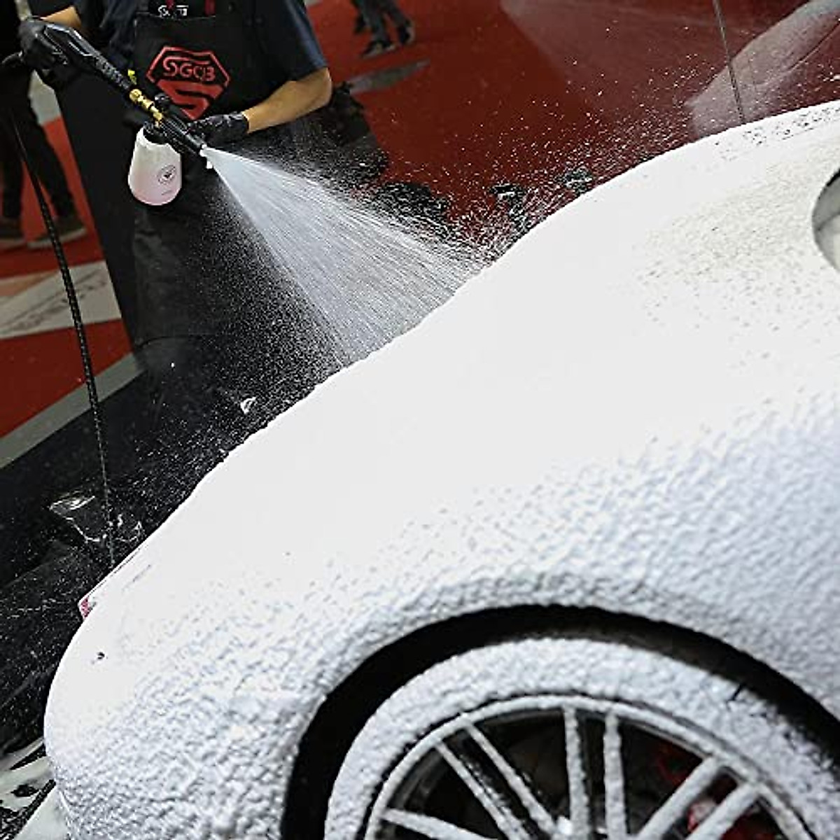 SGCB Pro Foam Cannon Snow Lance, Powerful Foam Suds Blaster Pressure Washer 1/4” US Connector Heavy Duty Leak-Proof 1L Wide Nick Bottle Scale Line Easy-Fill for Car Detailing Water Jet Wash