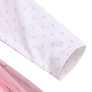 ODASDO Newborn Infant Baby Girl First 1st Birthday Party Princess Tutu Tulle Dress Donut Print Golden One Year Party Cake Smash Outfit Long Sleeve Cotton Casual Clothes + Headband 2pcs Set 18-24M