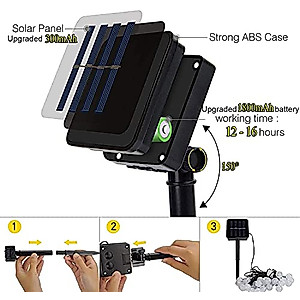 UPON Solar String Lights, 60 LED Outdoor Garden Solar Lights Crystal Ball Decorative Lights 36Ft Waterproof Indoor Outdoor Fairy Lights for Garden, Patio, Yard, Christmas [Warm White]