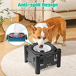 URPOWER 75oz Raised Dog Water Bowl for Messy Drinkers 3 Height Adjustable Elevated 2.2L Large Capacity No Spill Non-Slip Slow Water Feeder Bowl for Dogs, Cats & Pets