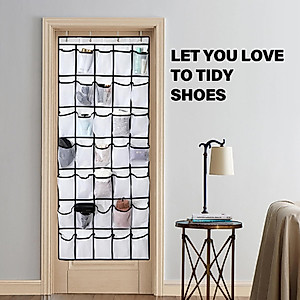 35Large Pockets Over The Door Shoe Organizer, Mesh Pockets Shoe Holder Rack, Capacity Shoe Hanging Storage With 4 Metal Hook35Large Pockets Over The Door Shoe Organizer, Mesh Pockets Shoe Holder Rack,