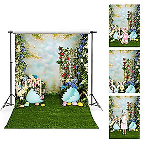 5x7ft Spring Easter Backdrops for Photography Rabbit Colorful Eggs Flower Wooden Wall Grass Backdrop Baby Shower Photo Background Kids Newborn Birthday Party Banner Decorations Studio Booth Props