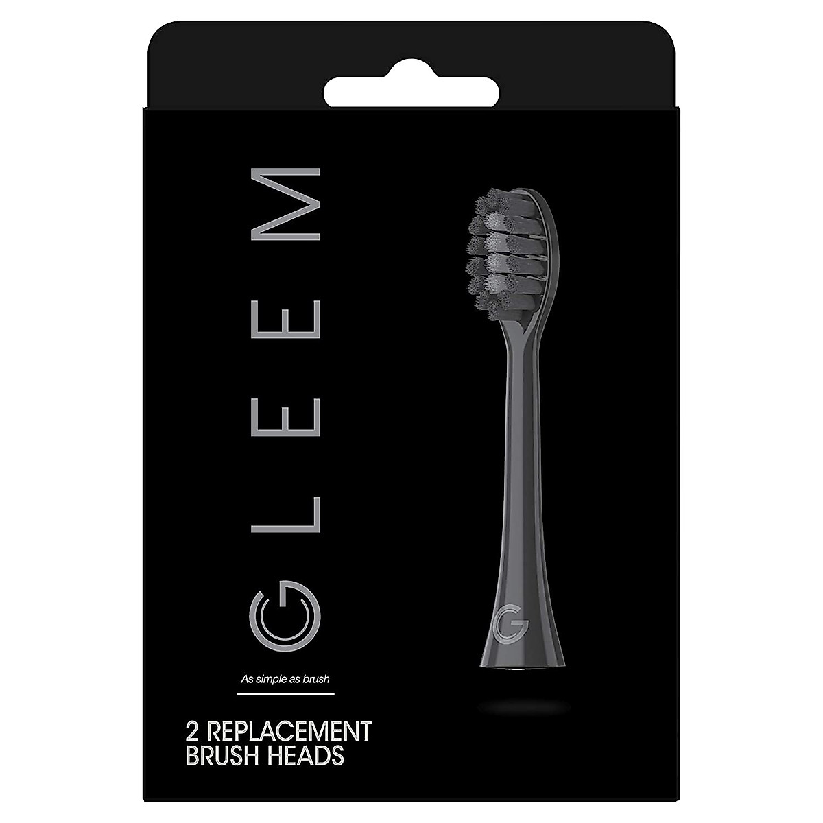 GLEEM Toothbrush Replacement Brush Heads Refill, Black, 2 Count