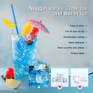 OOTDAY Nugget Ice Maker, 44 LBS/24H Portable Ice Maker with Self-Cleaning Function, Easy-to-Control, Counter Top Ice Maker Perfect for Home, Office, Kitchen, RV