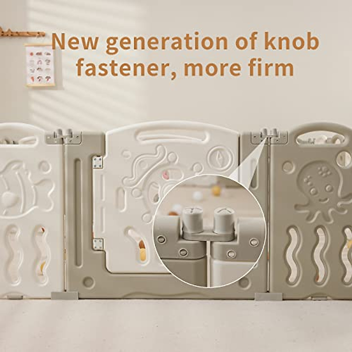 IFLETH Baby Fence Folddler Toddler Playpen Kids Safety Play Center Yard Baby Playpen, Adjustable Shape, Portable Design for Indoor Outdoor Use (22 Piece Set, White+Grey)