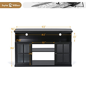 Sophia & Willia Home Electric Fireplace Heater Cabinet with 18" Insert Fireplace 1400W/4780 BTU, Living Room Media Entertainment Center TV Stand to 55" TV, Black