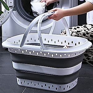 Haundry Collapsible Laundry Basket - 42L Foldable Plastic Laundry Hamper with Handles, Pop-up Basket for Laundry, Portable College Essentials Clothes Hamper