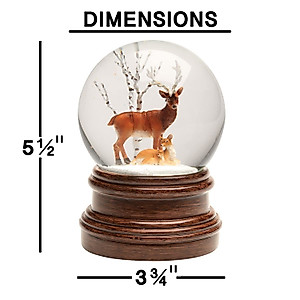 ART & ARTIFACT Christmas Snow Globe - Wind Up Musical Snowglobe, Water Globe Christmas Decor - Woodland Deer Snow Globe