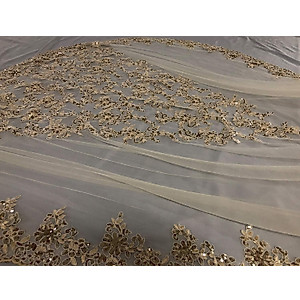 FAIOKAVER Wedding Veils Cathedral Length 1 Tier Sequins Lace Applique with Comb