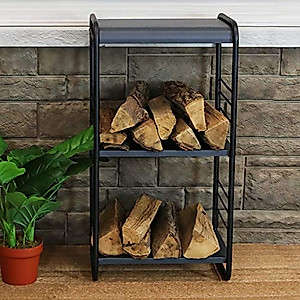 Sunnydaze Modern Rounded Edge Iron and Steel Log Rack - Outdoor and Indoor Firewood Storage - Ideal for Garage, Shed and Porch - Fireplace and Fire Pit Accessory - 36-Inch
