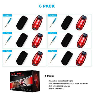 UMISHI LED Safety Light (6 Pack), Clip On Strobe Running Lights for Runners, Walking, Bicycle, Dog Collar, Stroller, Best Night High Visibility Accessories for Your Reflective Gear