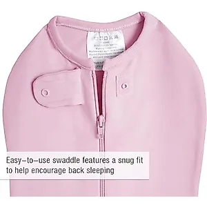 Woombie Simply Baby Swaddling Blanket I Soothing, Cotton Baby Swaddle I Wearable Baby Blanket, Pink Blush, 0-3 Months