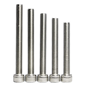 M8 x 60mm 65mm 70mm 75mm 80mm Hex Socket Head Cap Screws Bolts, 304 Stainless Steel, Bright Finish, Fully Threaded, Metric Allen Hex Drive, Assortment Kit 10PCS