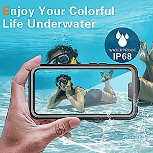 GOLDJU for iPhone 14 Case, [IP68 Waterproof] Case [Dustproof] with [Built-in Screen Protector], [10FT Military Fully Body Shockproof] Phone Case for iPhone 14 6.1 inch (2022), Black/Clear