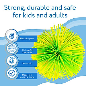 IMPRESA The Original 3 Pack Monkey Stringy Balls - Squeeze and Fidget Toys for Kids and Adults with ADHD and Autism - BPA/Phthalate/Latex-Free (3 Color Designs)