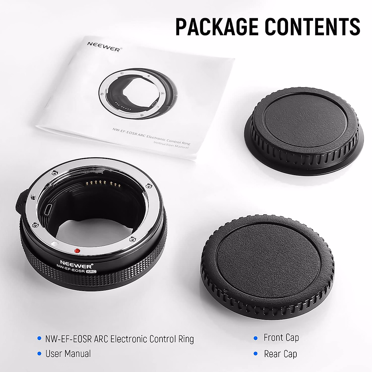 NEEWER EOS EF to RF Lens Adapter, Auto Focus Lens Mount Adapter with Control Ring, Compatible with Canon EF/EF-S Lens EOS R EOS Ra EOS RP EOS R5 EOS R6 EOS R3 - NW-EF-EOSR ARC, Max Load: 4.4lb/2kg