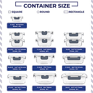 KOBWER 26 Pieces Glass Food Storage Containers with Lids BPA Free Glass Meal Prep Airtight Glass Container Set Microwave Oven Dishwasher Oven Safe Durable Leak Resistant Stackable