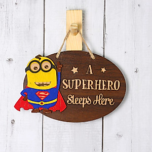A Superhero Sleeps Here Door Hanger, Baby Boy Hanging Sign, Bedroom Door Hanger, 3D Wood Sign, Baby Bedroom Door Sign, Baby Boy Room Wood Hanging Sign