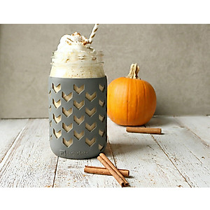 JarJackets Silicone Mason Jar Sleeve - Fits 32oz (1 quart) REGULAR or WIDE-Mouth Jars … (1, Charcoal)