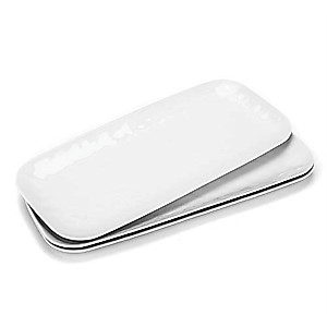 KOXIN-KARLU Melamine Trays, 14.75-inch Serving Trays and Platters, set of 3 White | Hammered Style, 100% Melamine, BPA Free