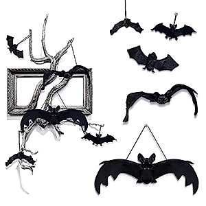 yalanle 5Pcs Halloween Bats Vampire Rubber Bats Decor Hanging Bat for Halloween Party April Fool's Day,Haunted House Decoration