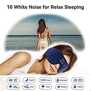 3-in-1 Sleep Headphones Sleep Mask & White Noise Machine for Sleeping,CUPAN 3D Wireless Music Sleeping Headphones with Timer,for Insomnia Travel Meditation,Cool Gadgets for Women Man(Blue)