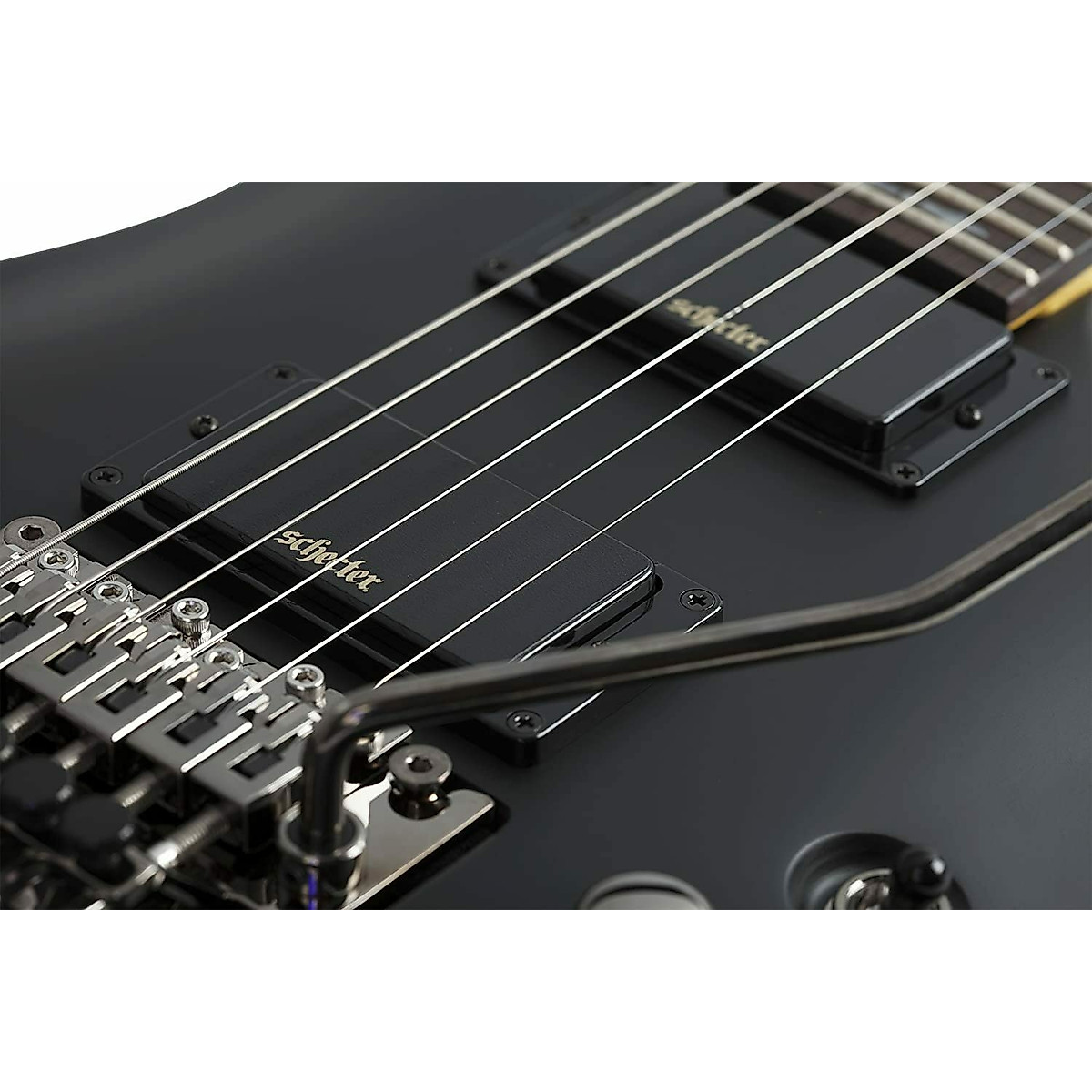 Schecter Demon-6 FR Electric Guitar in Aged Black Satin Bundle with Electric Guitar Hard Shell Carrying Case (2 Items)