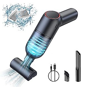 SUNCANDXY Handheld Vacuum Cleaner Cordless: Mini Rechargeable Hand Vacuum with Strong Suction, Wireless Portable Small Car Vacuum for Carpet Car - Black