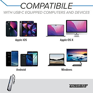 USB C Hub 6 in 1 for MacBook Pro/Air Ipad HP Dell XPS and More Type C Device; 4K HDMI; SD and MicroSD Card Reader 1 x USB 2.0; 1 x USB 3.0 and 1 x USB-C Power Delivery