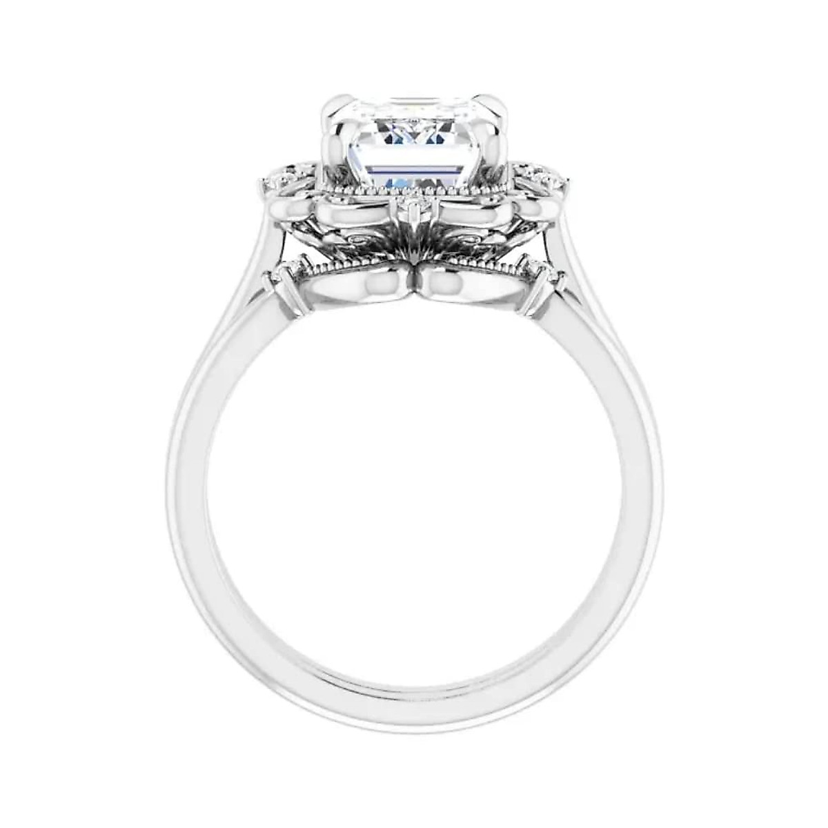 925 Sterling Silver 4 CT Emerald Cut VVS1 Colorless Moissanite Wedding Ring Set for Women Bridal Ring Set Handmade Moissanite Engagement Gifts Anniversary Promise Her Vintage Antique