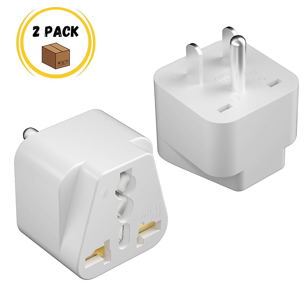 Bates- European Plug Adapter, 2 pc, Travel Adapter, US to Europe Plug Adapter, EU Adapter, Electrical Adapters, Converter Plug