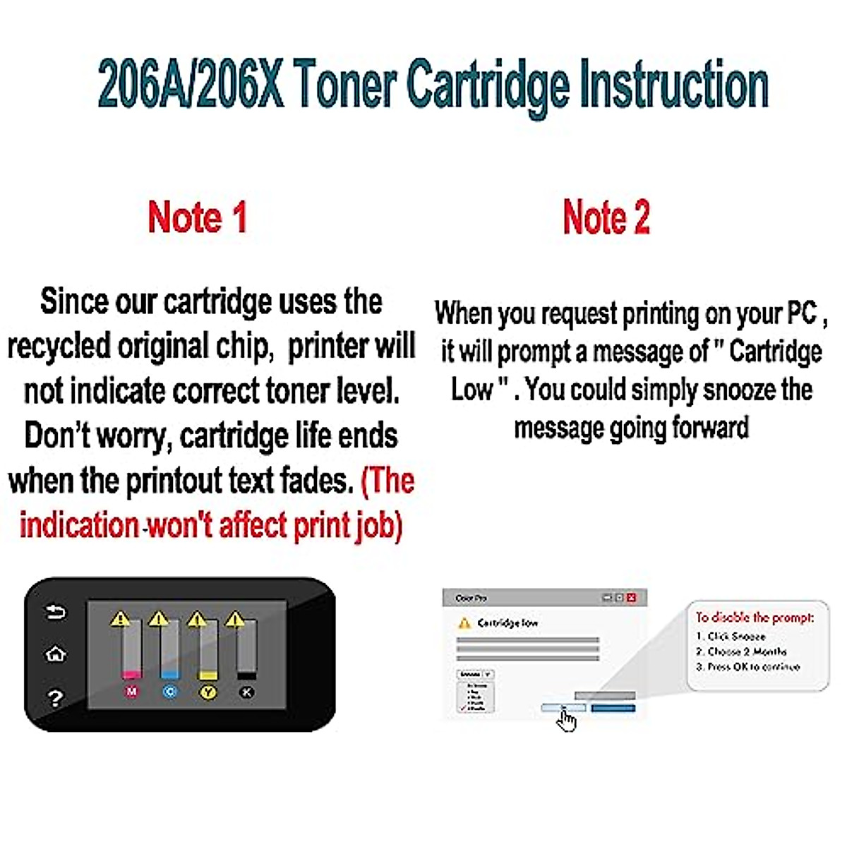 206X Toner Cartridges 4 Pack High Yield 206A for HP Color Laserjet Pro MFP M283fdw, MFP M283cdw,Color Laserjet Pro M255dw, Color Pro M255, Color Pro MFP M282, M283 Printers Ink