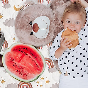 Playpen Mat,Thick & Soft 50x50 Play Mat for Playpen,One-Piece Crawling Mat for Floor Compatible with TODALE and LIAMST Playpen,Non Slip Cushioned Baby Mats for Infants,Babies,Toddlers(Rainbow)